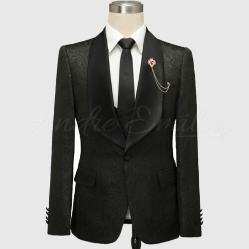 Buy Black Textured Tuxedo Suit from Andre Emilio - Save Upto 20%