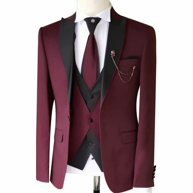 Buy Custom Maroon and Black Tuxedo Free Shipping in USA
