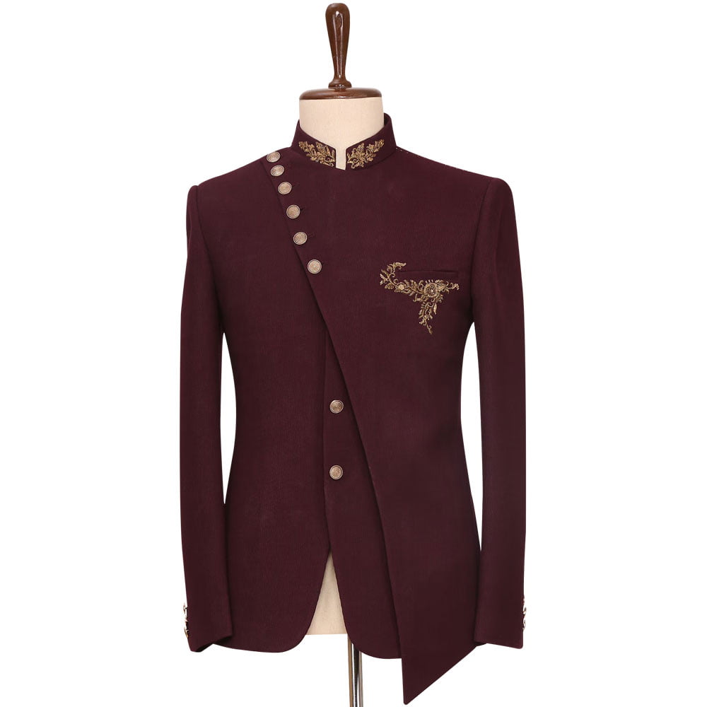 Buy Maroon Embroidered Luxury Suit Free Shipping
