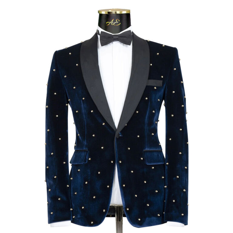 Order Now Blue Velvet Tuxedo Jacket | 10% Off | Free Shipping